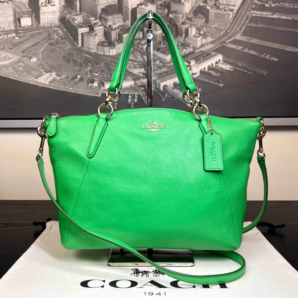 Coach Bright Vibrant Lime Green Kelsey Satchel Bag Pu… - Gem